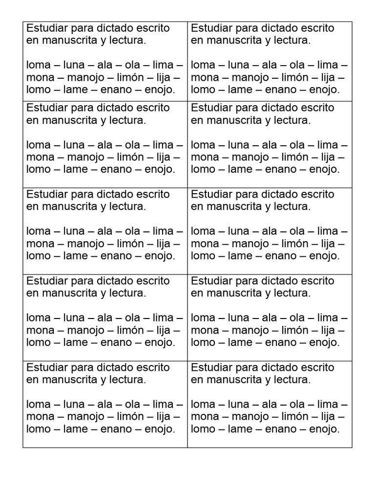 Dictados para mejorar escritura y lectura | PDF