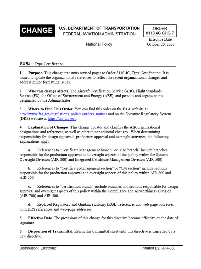 FAA Order 8110.4C CHG 7 Update | PDF | Federal Aviation Administration ...