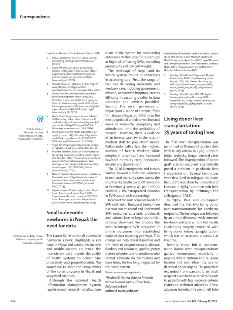 Small Vulnerable Newborns in Nepal The Need For D | PDF | Organ ...