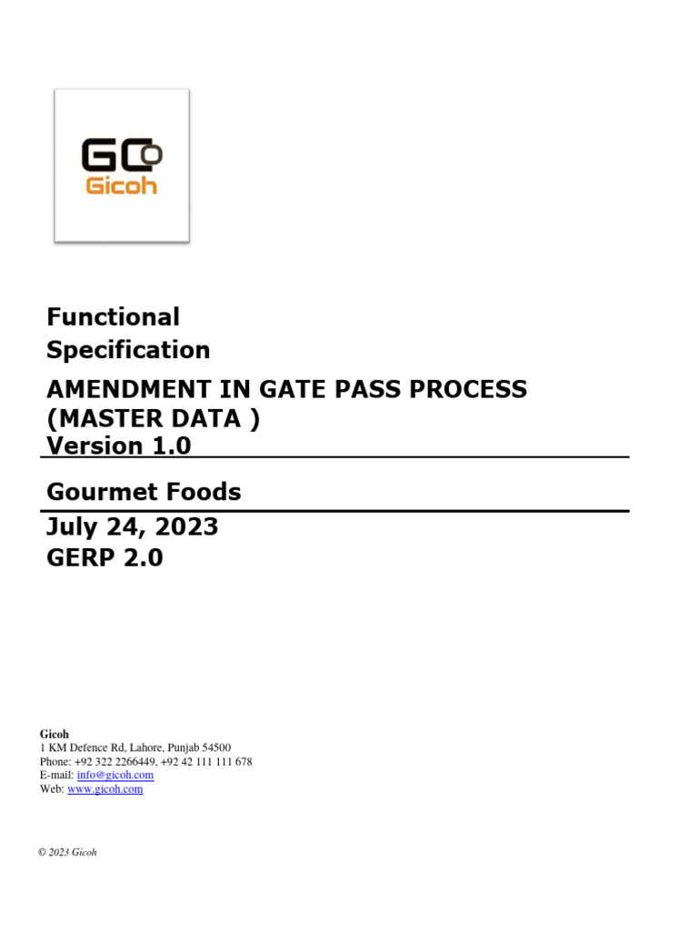 Amendement in Gate Pass Process v1.1 | PDF | Specification (Technical ...