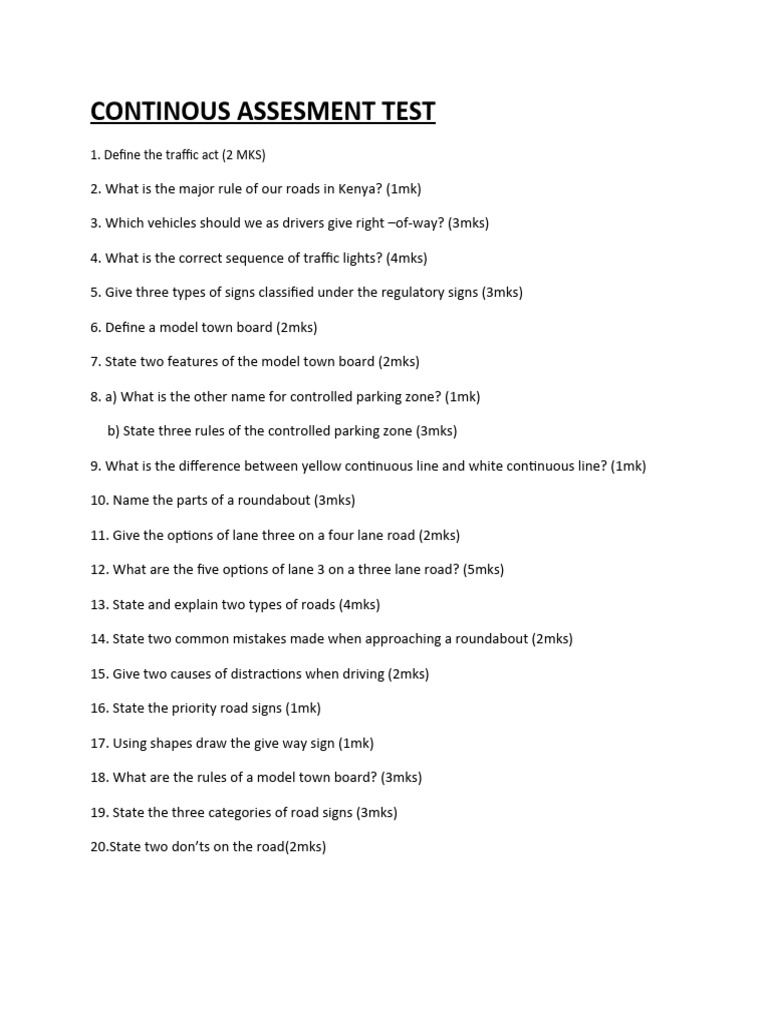 CONTINOUS ASSESMENT TEST | PDF