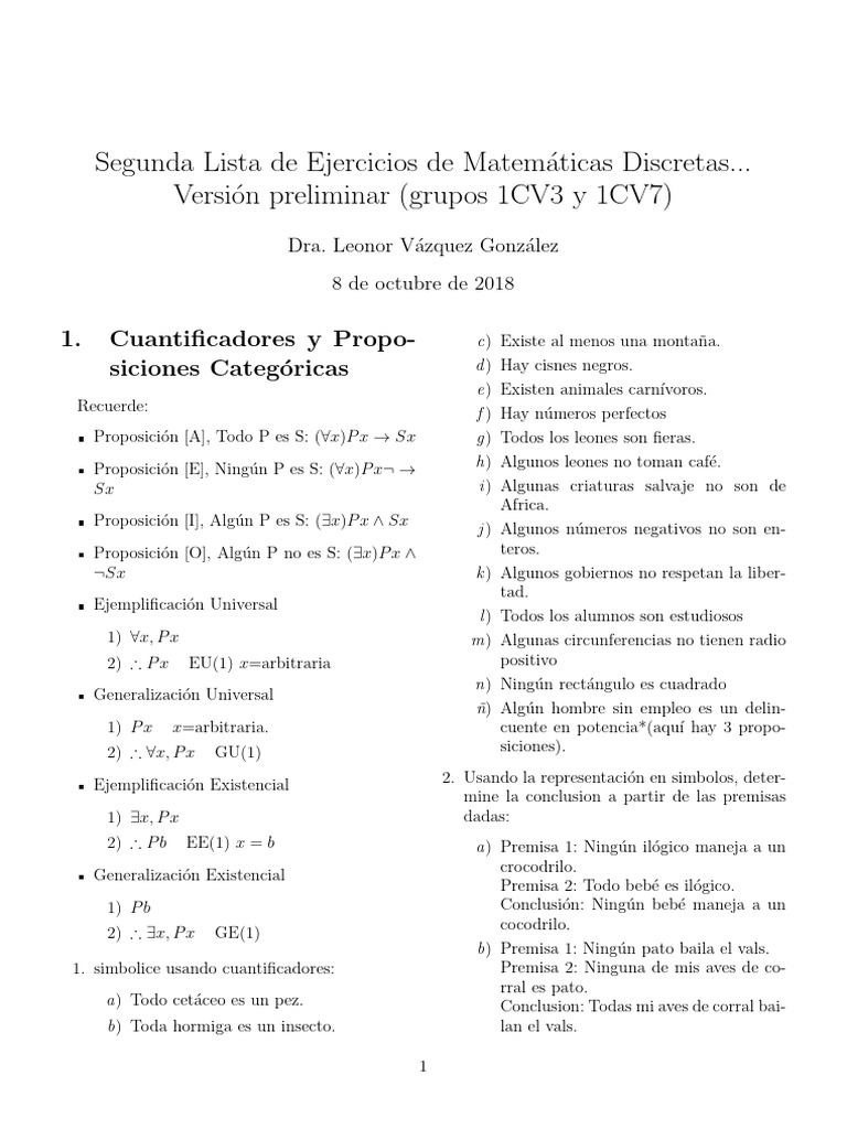 Ejercicios de Matematicas Discretas | Descargar gratis PDF | Matemáticas