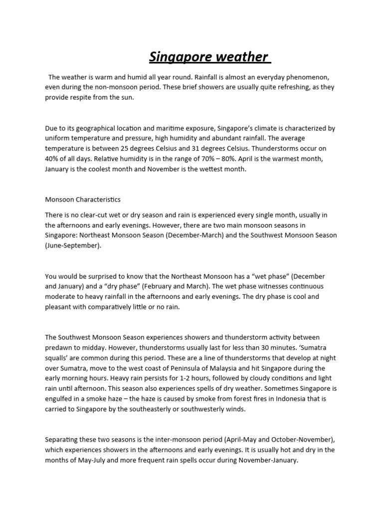 Singapore Weather | PDF | Rain | Monsoon