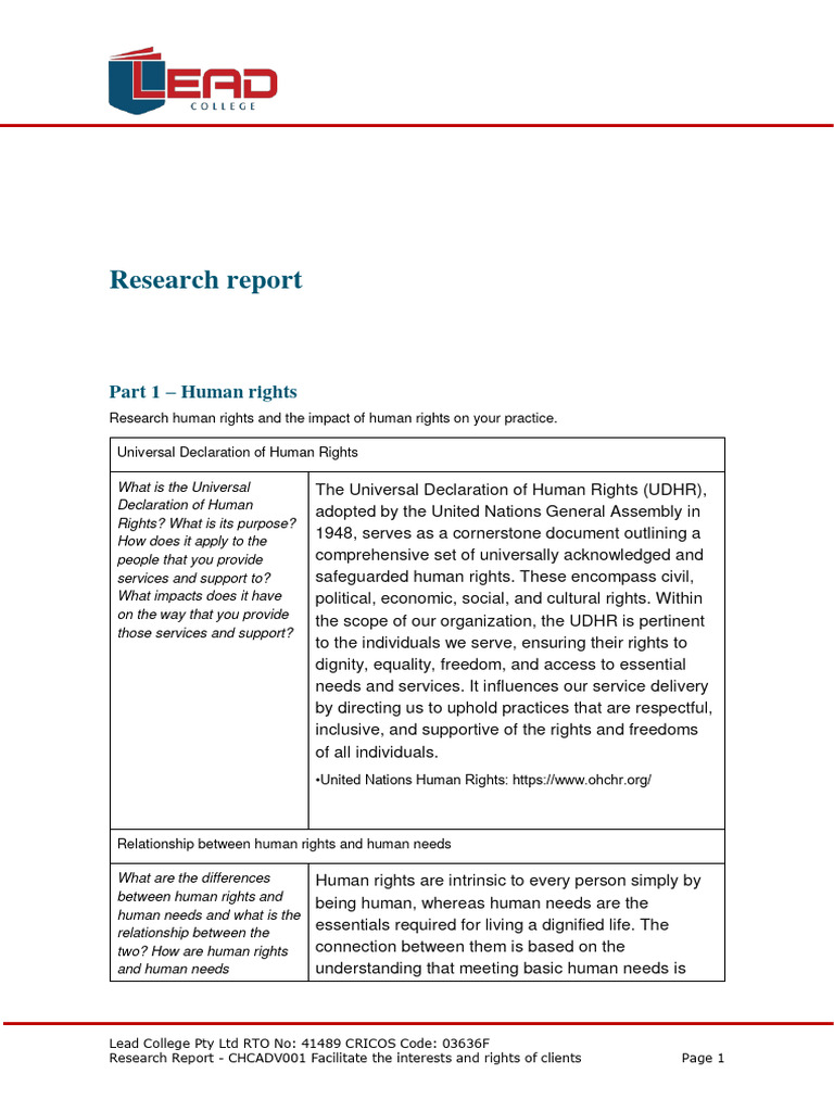 CHCADV001 Research Report Template | PDF | Mediation | Empowerment