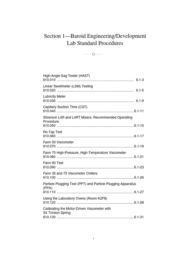 Global Laboratory Best Practices - Baroid EngineeringDevelopment Lab ...