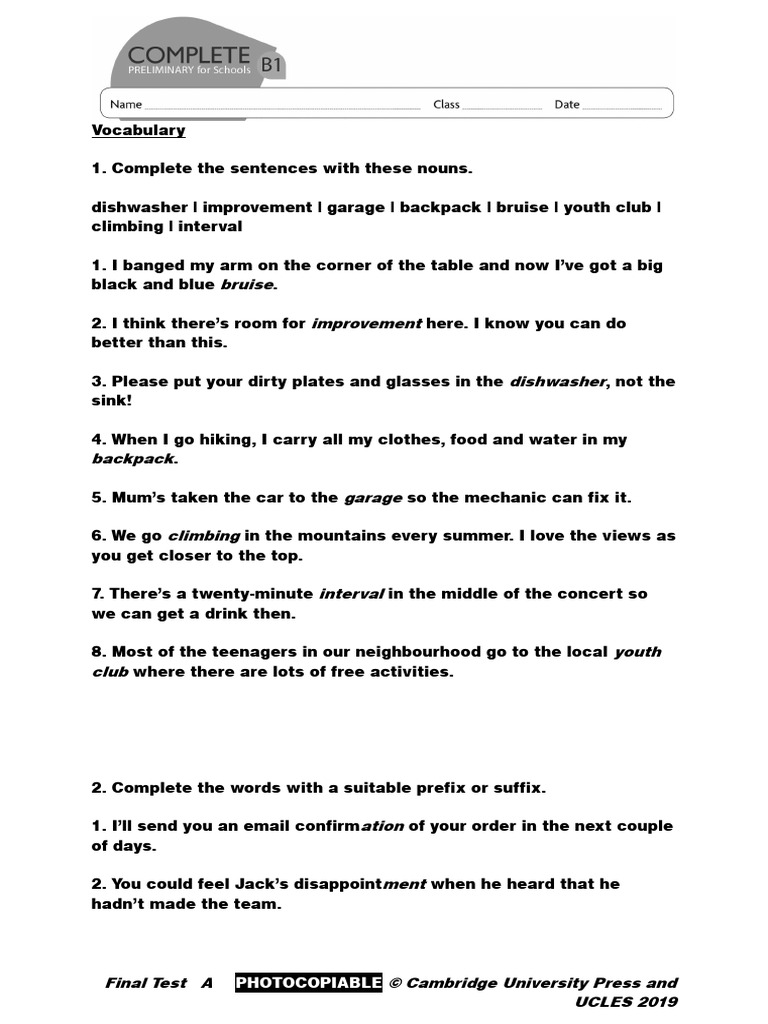 PFS-FT-S - Answer Key | PDF | Linguistics