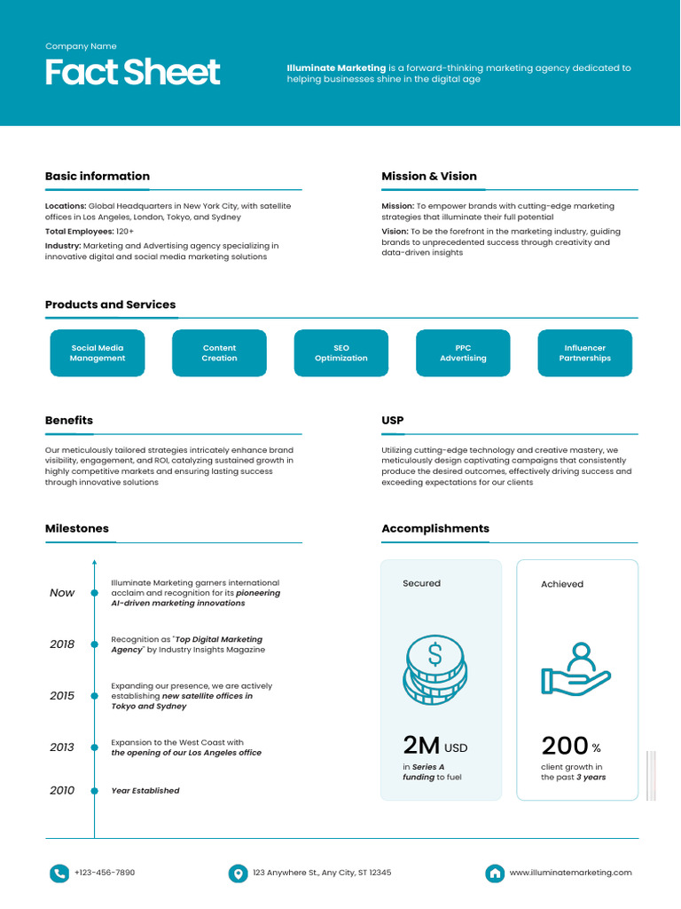 Company Fact Sheet Template | PDF | Marketing | Digital Marketing
