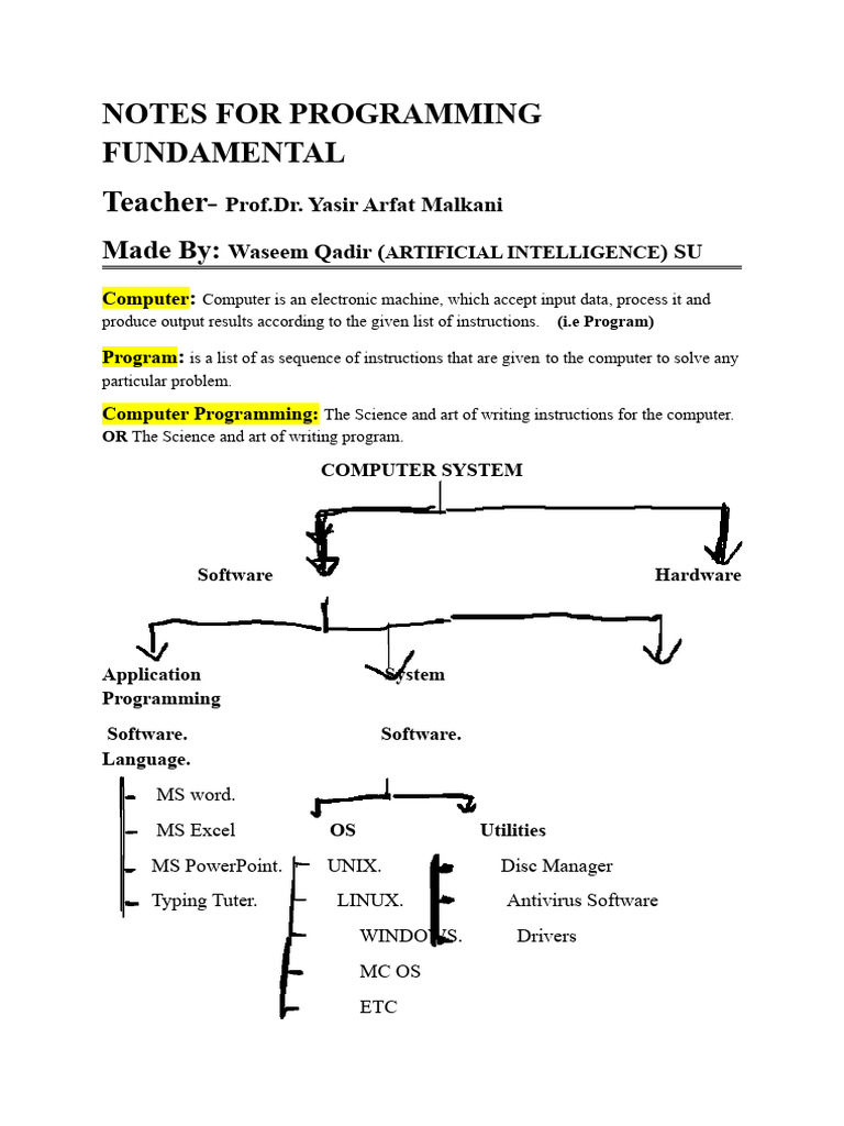 Programming Fundamental Notes Sindh University | PDF | Operating System ...