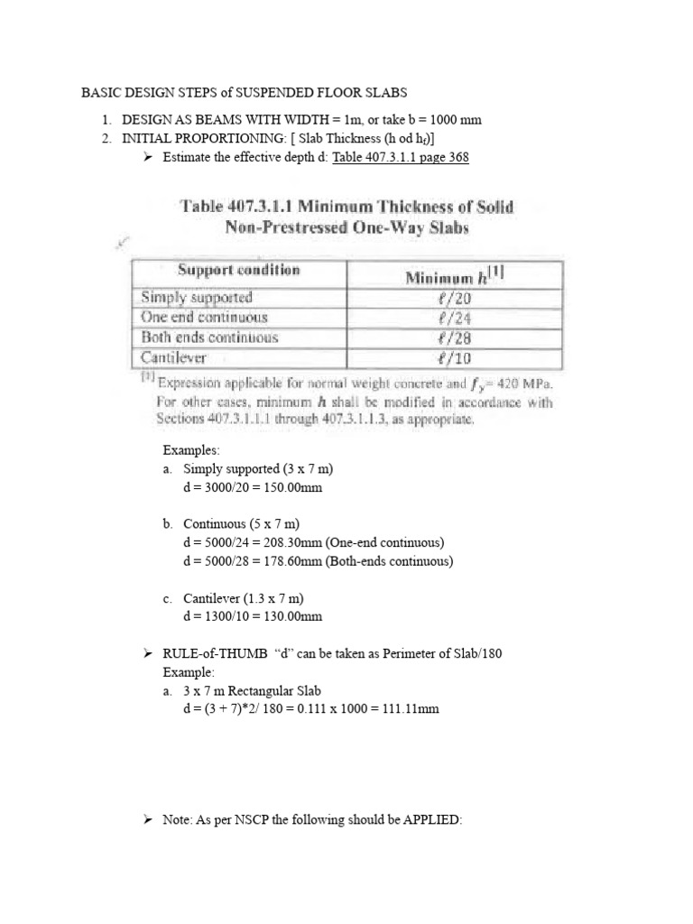 BASIC DESIGN STEPS of SLABS | PDF