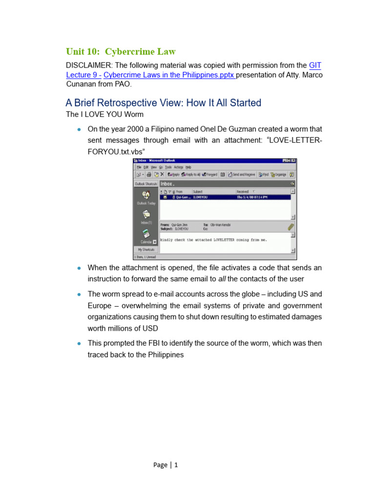 Unit 10 - Cybercrime Law | PDF | Computer Security | Security
