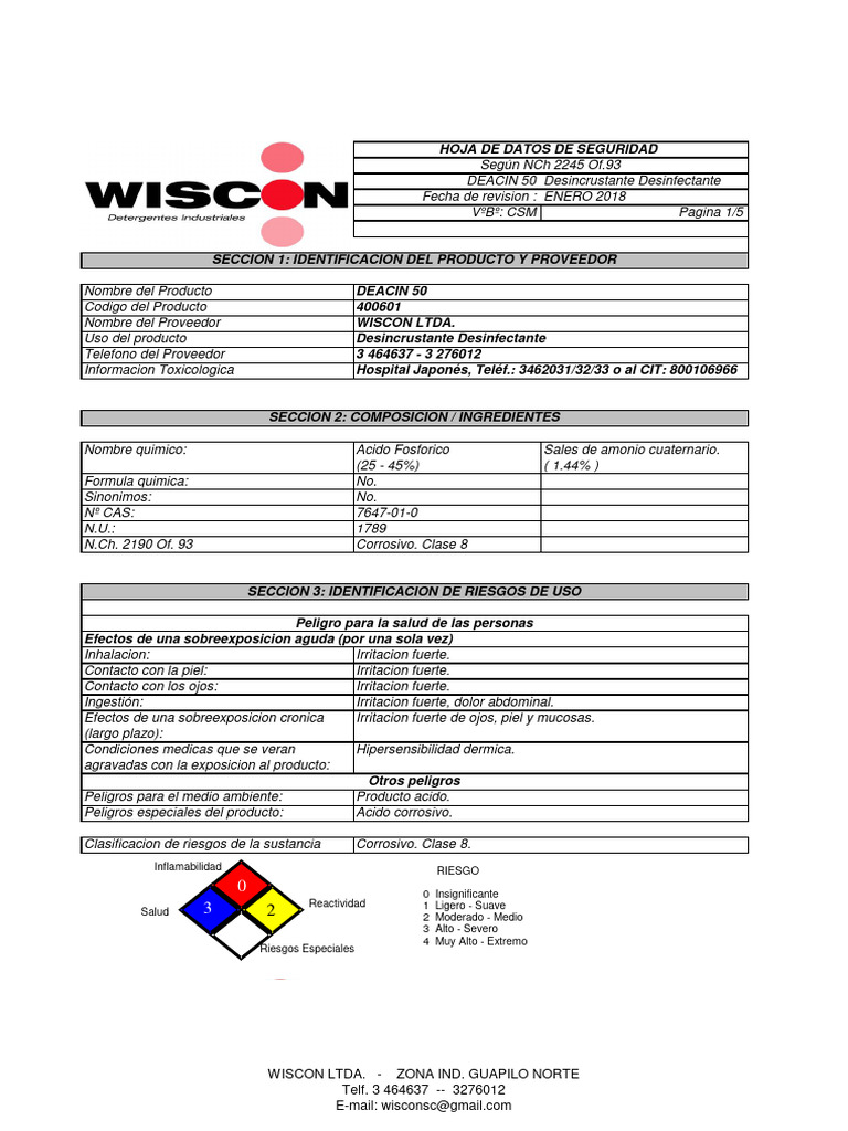 HDSM Deacin 50 | PDF | Agua | Solubilidad