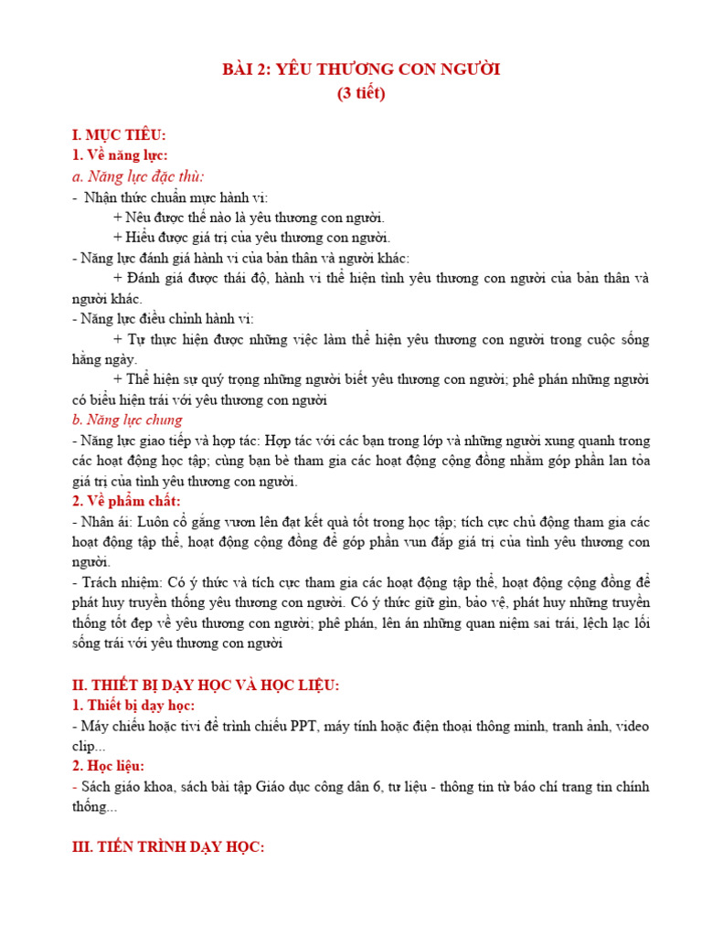 GDCD 6 Bài 2 Yêu Thương Con Ngư I | PDF