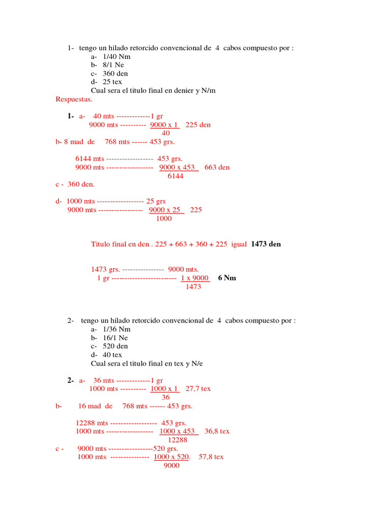 Ejercicios Resueltos | PDF | Textiles