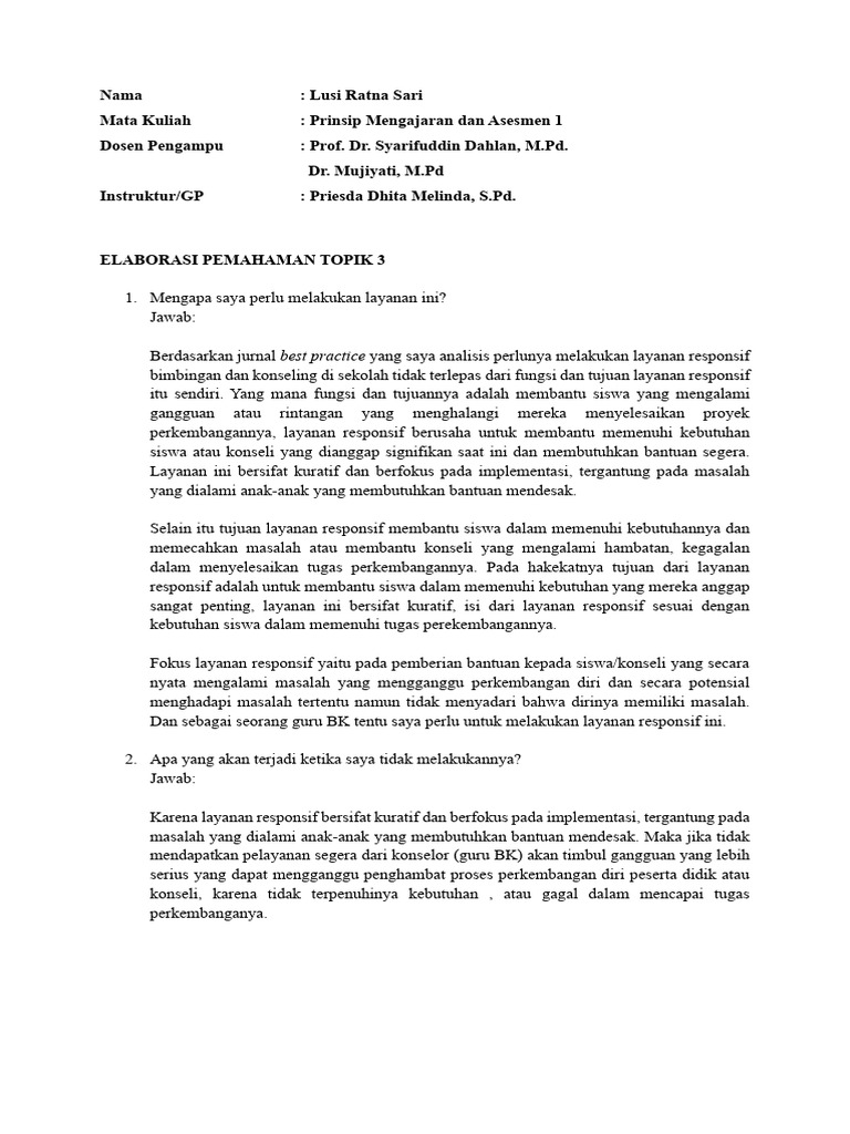 Lusi Ratna Sari Elaborasi Pemahaman Topik 3 | PDF