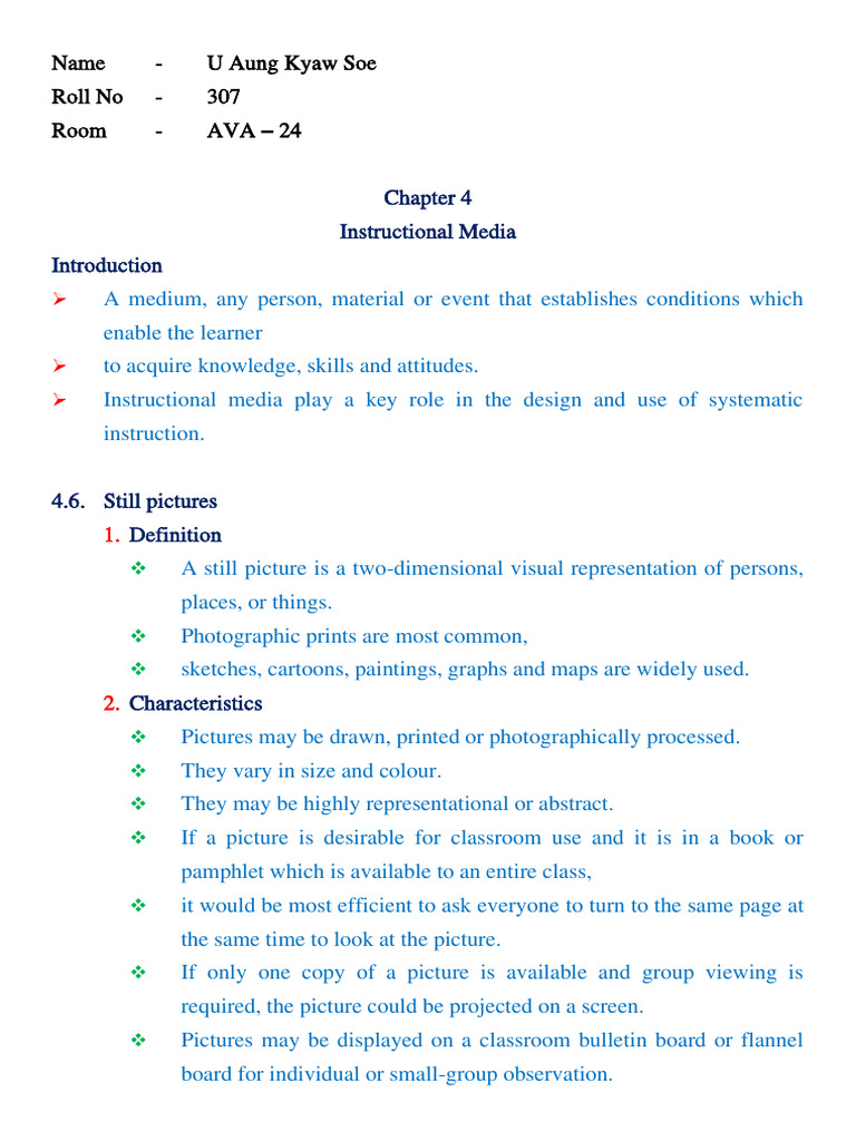 Instructional Media: Name - U Aung Kyaw Soe Roll No - 307 Room - AVA ...
