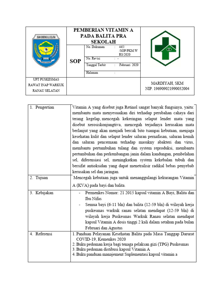 Sop Vit A 2020 | PDF