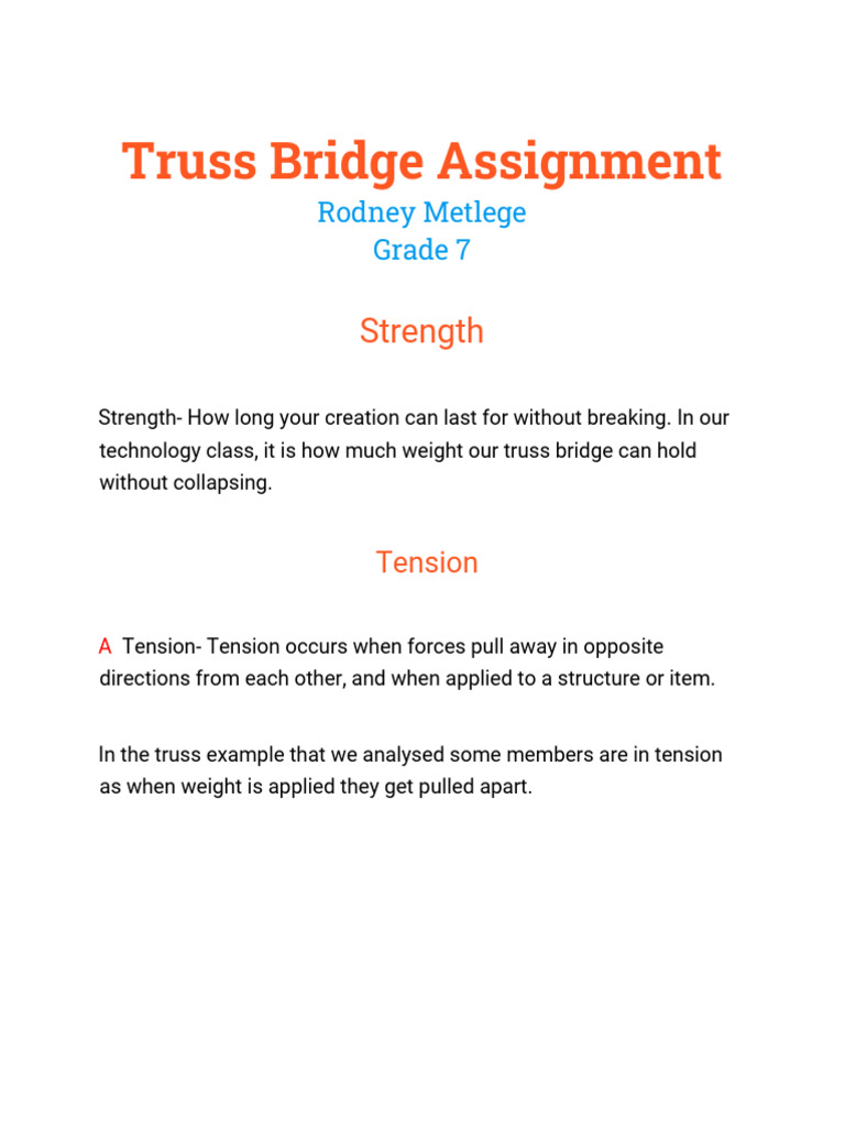 Truss Bridge Assignment | PDF | Truss | Bridge