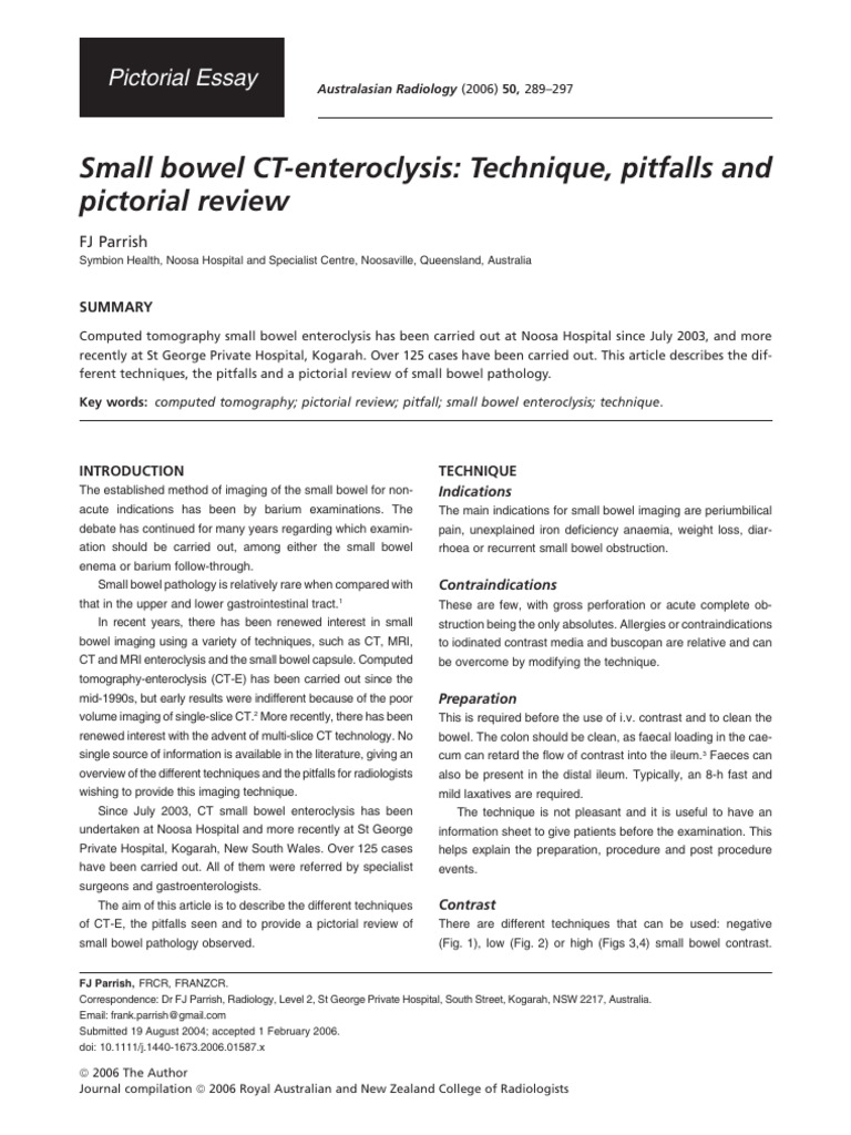 CT Enteroclysis Technique Pitfall | PDF | Ct Scan | Medical Imaging