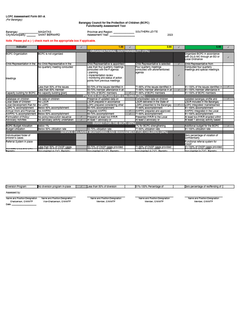 LCPC Assessment Form 001 A 1 | PDF