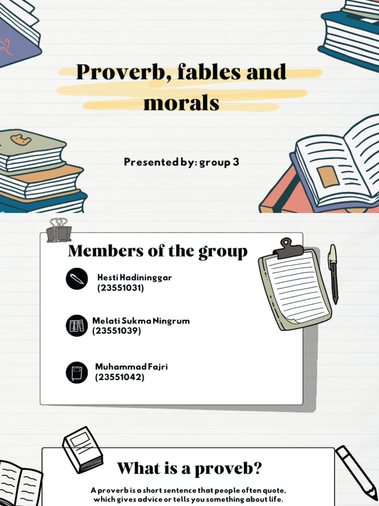Proverb, Fables and Morals (Kel 3) - 20240305 - 194119 - 0000 | PDF ...