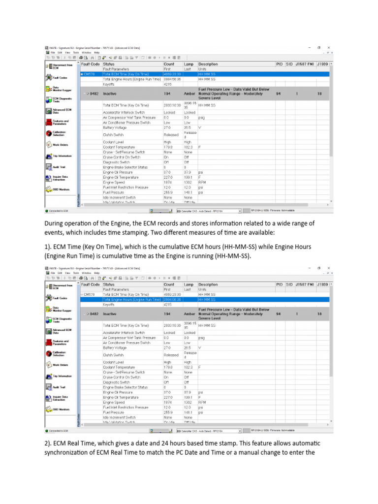 ECM Time On Cummins INSITE Software | PDF