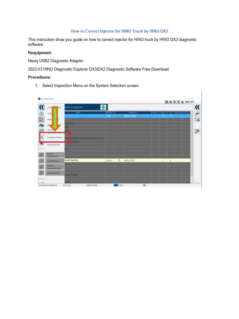 How to Correct Injector for HINO Truck by HINO DX3 | PDF