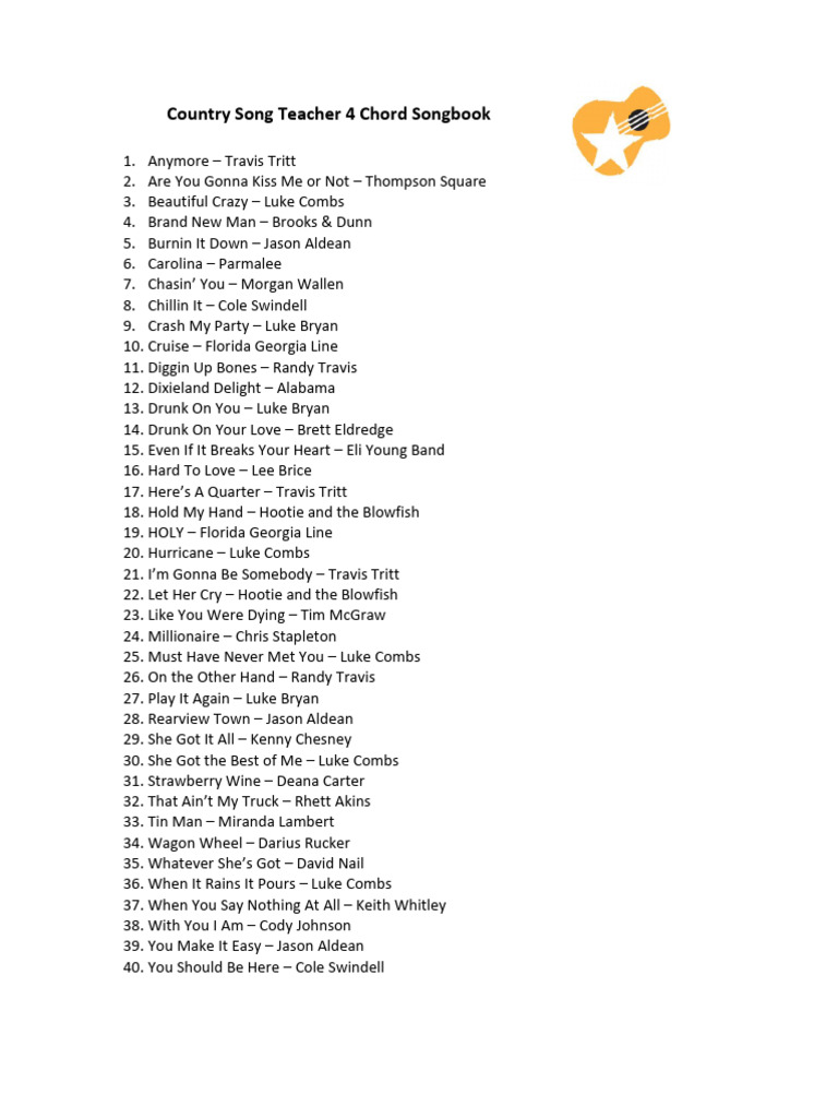 Country Song Teacher Songbook | Download Free PDF | Song Structure ...