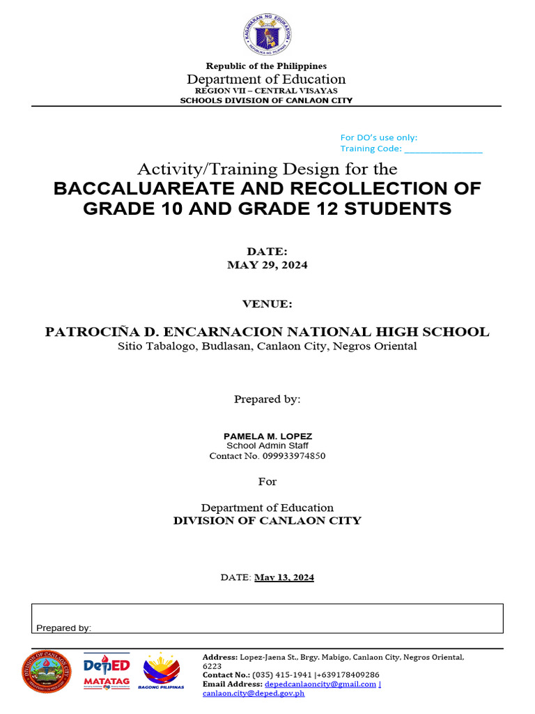 Activity TrainingDesign Approval | PDF