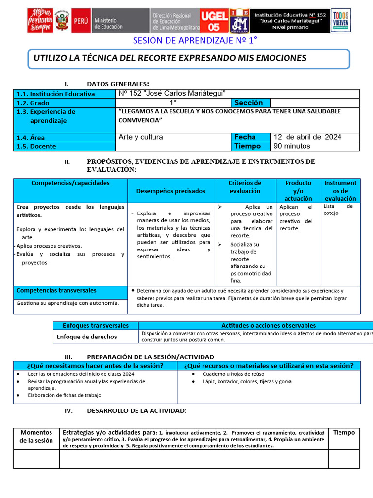 Técnica de Recorte en Arte Escolar | PDF | Evaluación | Aprendizaje
