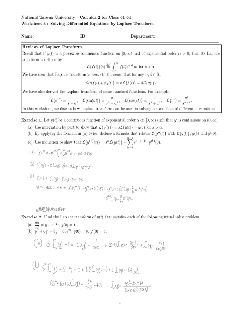 WS3A-Applications-of-Laplace-Transform | PDF | Laplace Transform | Applied Mathematics