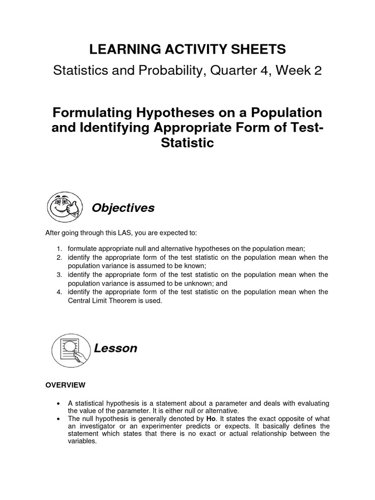 LAS Stat Prob Q4 Wk2 Test-on-Population-Mean | PDF | Null Hypothesis ...