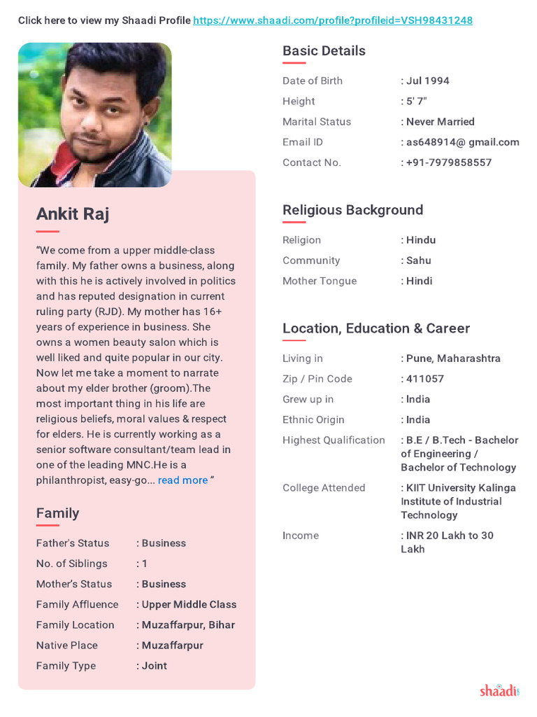 Ankit Biodata | PDF