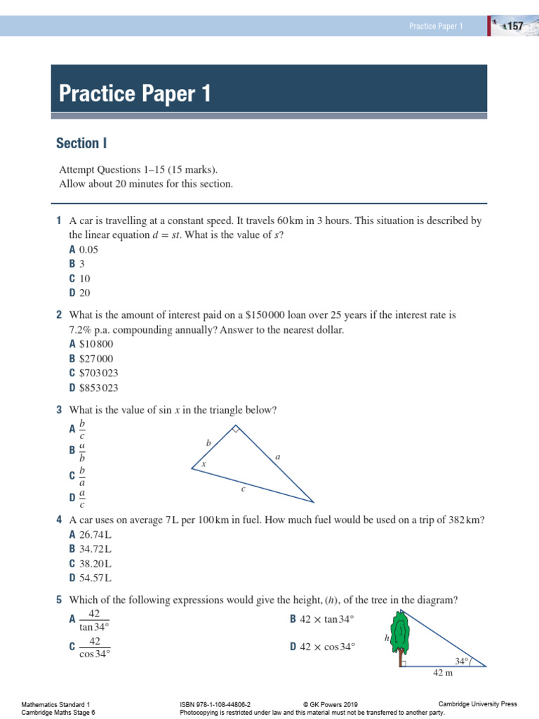 Cambridge 12 Standard 1 - CH 5a - Practice Paper 1 | PDF | Interest | Fuel Economy In Automobiles