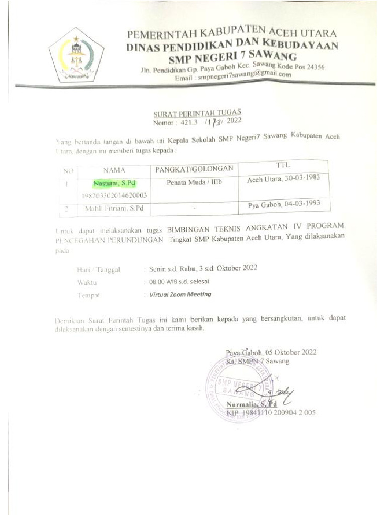 surat program perundungan | PDF