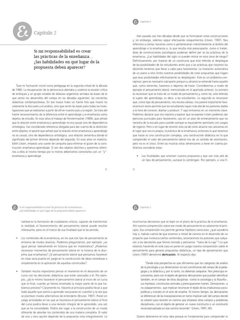 Habilidades para El Siglo XXI Mariana Maggio Cap 2 | PDF | Pensamiento | Enseñando