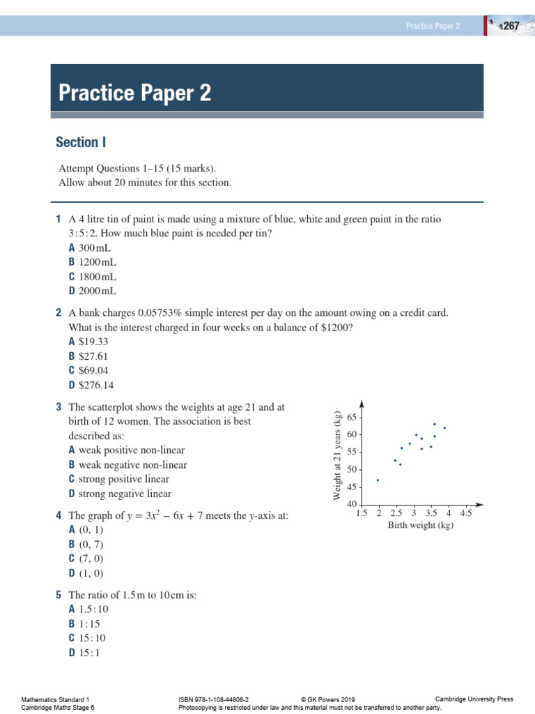 Cambridge 12 Standard 1 - CH 9a - Practice Paper 2 | Download Free PDF ...