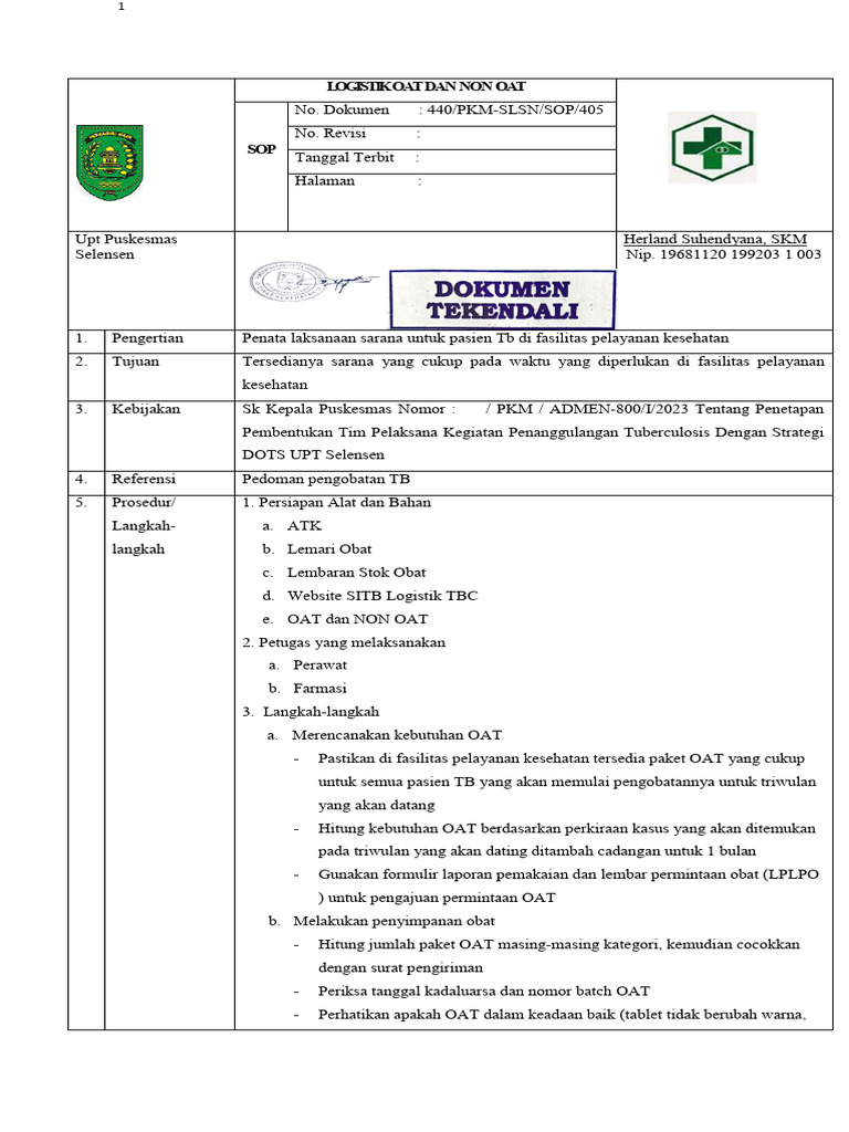 Sop Logistik Oat Dan Non Oat | PDF
