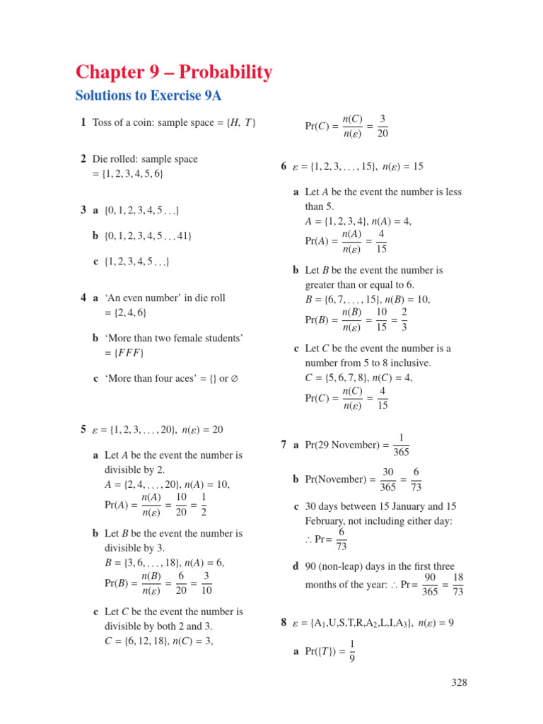 Cambridge Methods 1/2 - Chapter 9 Probability | PDF | Probability Theory | Probability