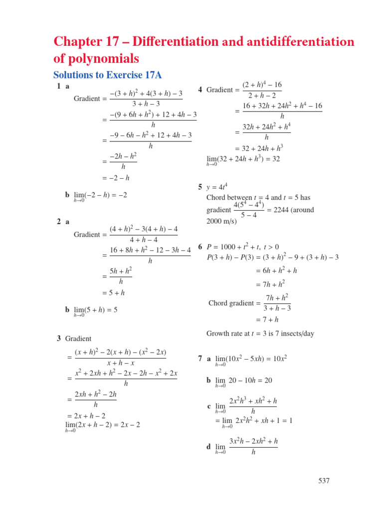 Cambridge Methods 1/2 - Chapter 17 Differentiation and ...