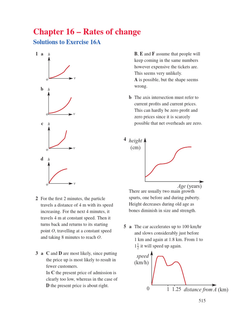 Cambridge Methods 1/2 - Chapter 16 Rates of Change | PDF | Cost Of ...