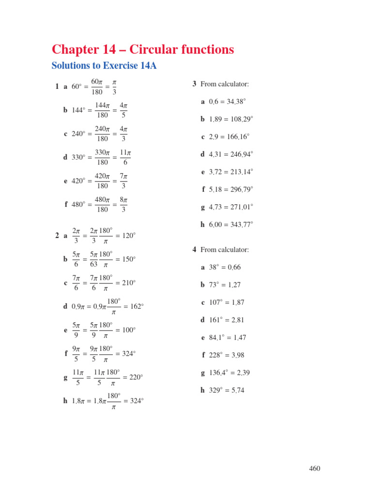 Cambridge Methods 1/2 - Chapter 14 Circular Functions | PDF | Complex Analysis