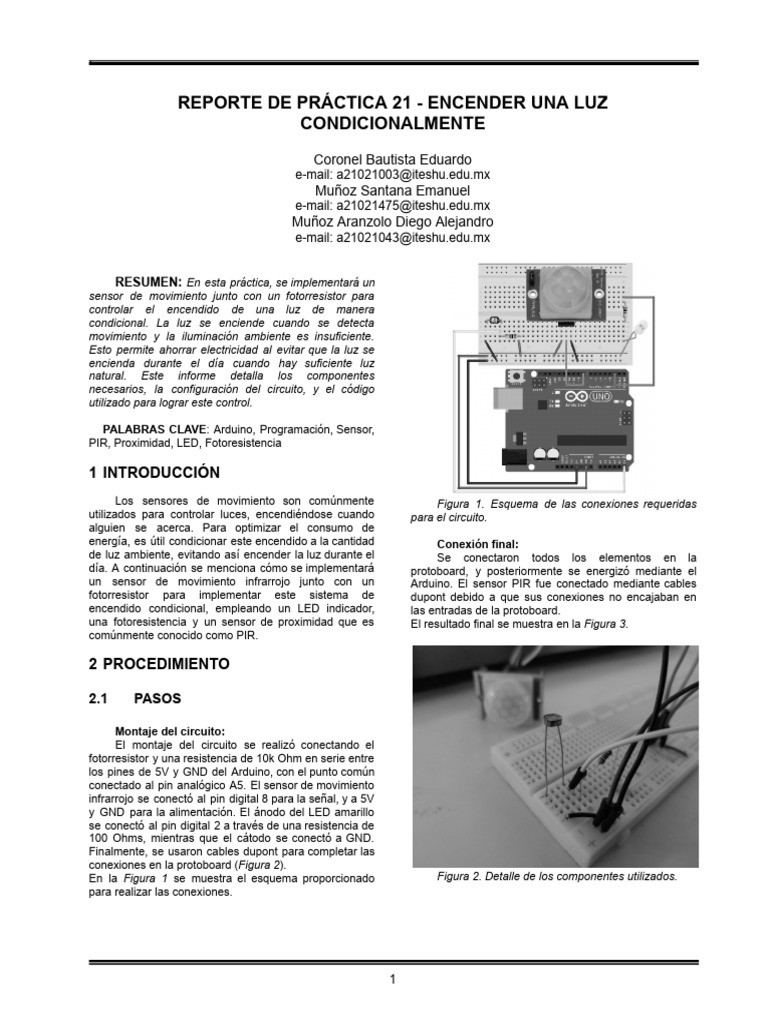 (LISTO) PRÁCTICA 21 - Encender Una Luz Condicionalmente | PDF | Diodo emisor de luz | Arduino