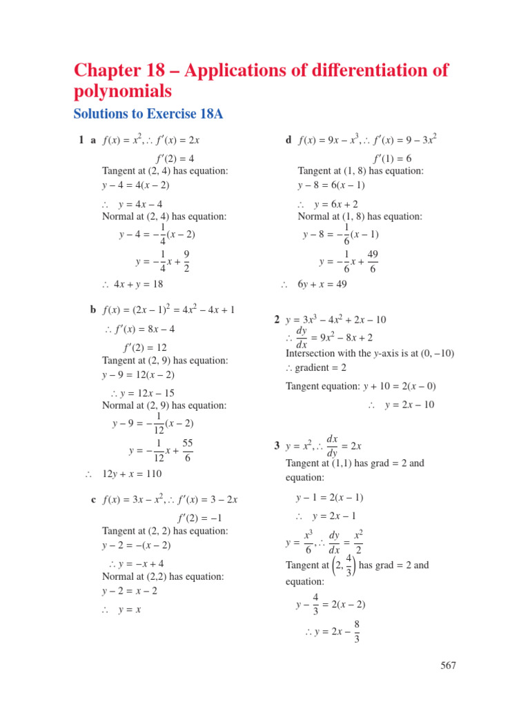 Calculus: Polynomial Differentiation | PDF | Tangent | Equations