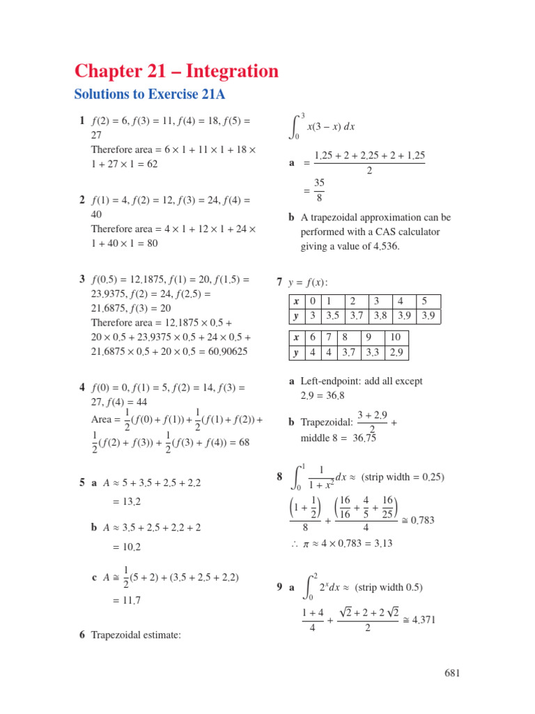 Cambridge Methods 1/2 - Chapter 21 Integration | PDF | Slope ...