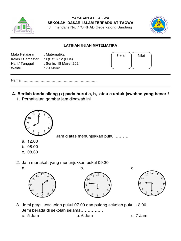 Latihan Ujian Soal Matematika | PDF | Griya & Taman | Seni