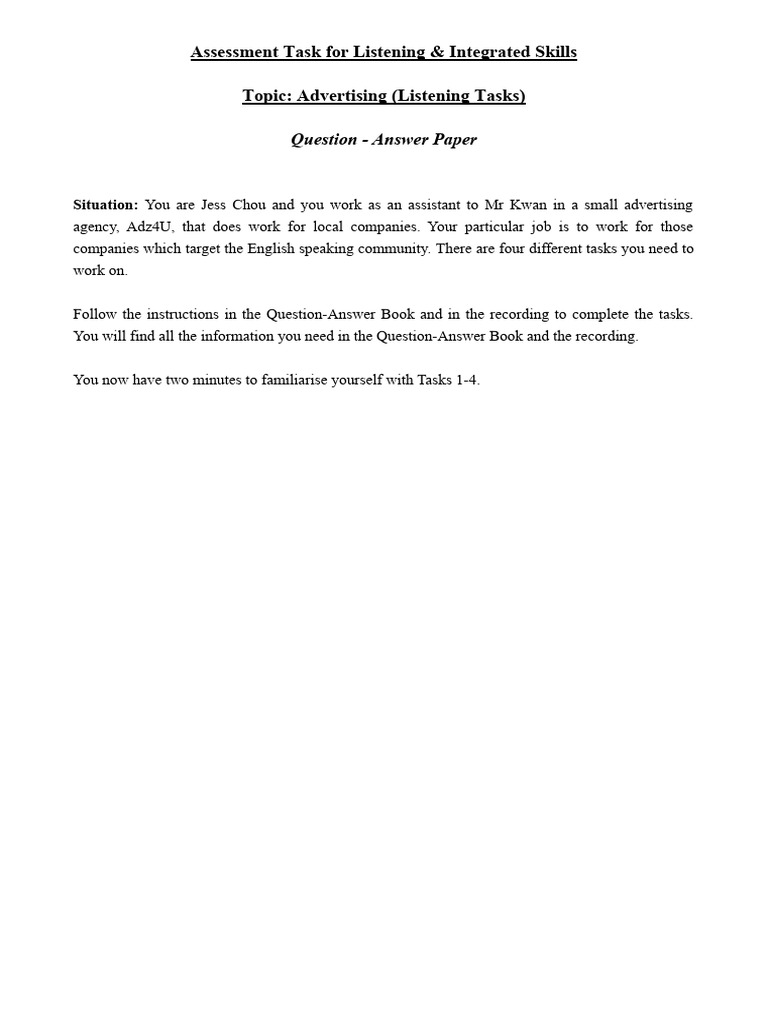 6 Assessment Task Listening Advertising QnABk 2 | PDF | Promotion (Marketing)