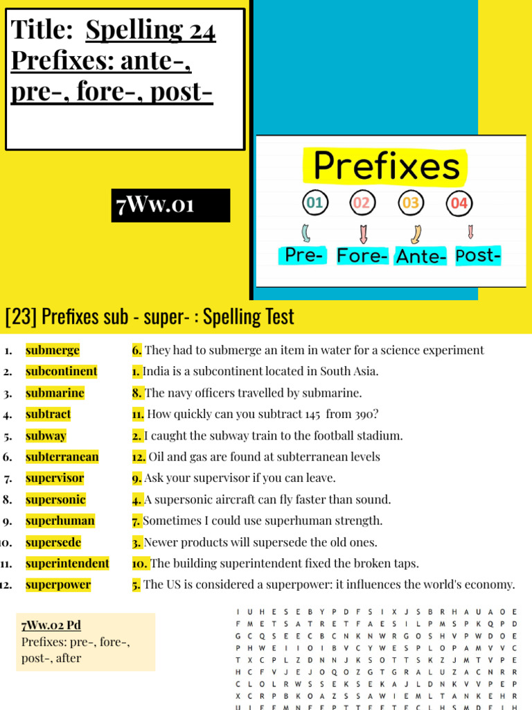 [24] Prefixes_ pre-,fore-,post-, after- | PDF