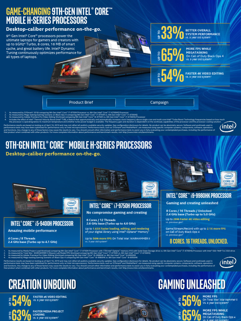 9th Gen Core Mobile Processors Sales Brief | PDF | Multi Core Processor ...