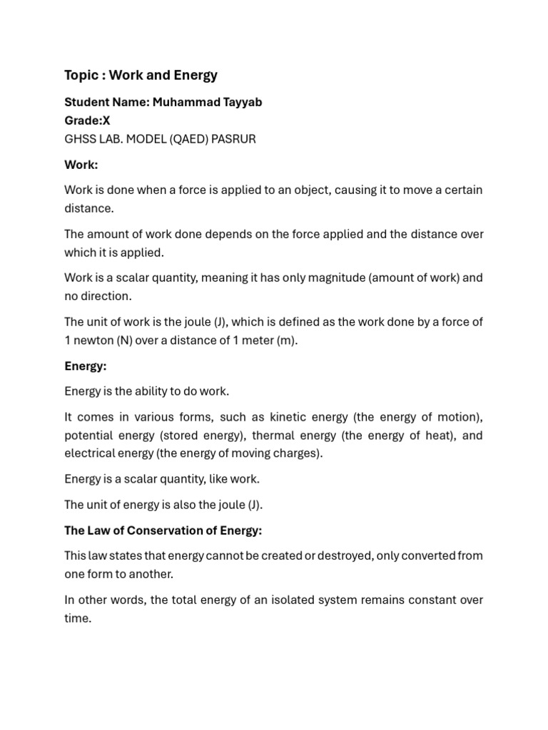 Work and Energy | PDF