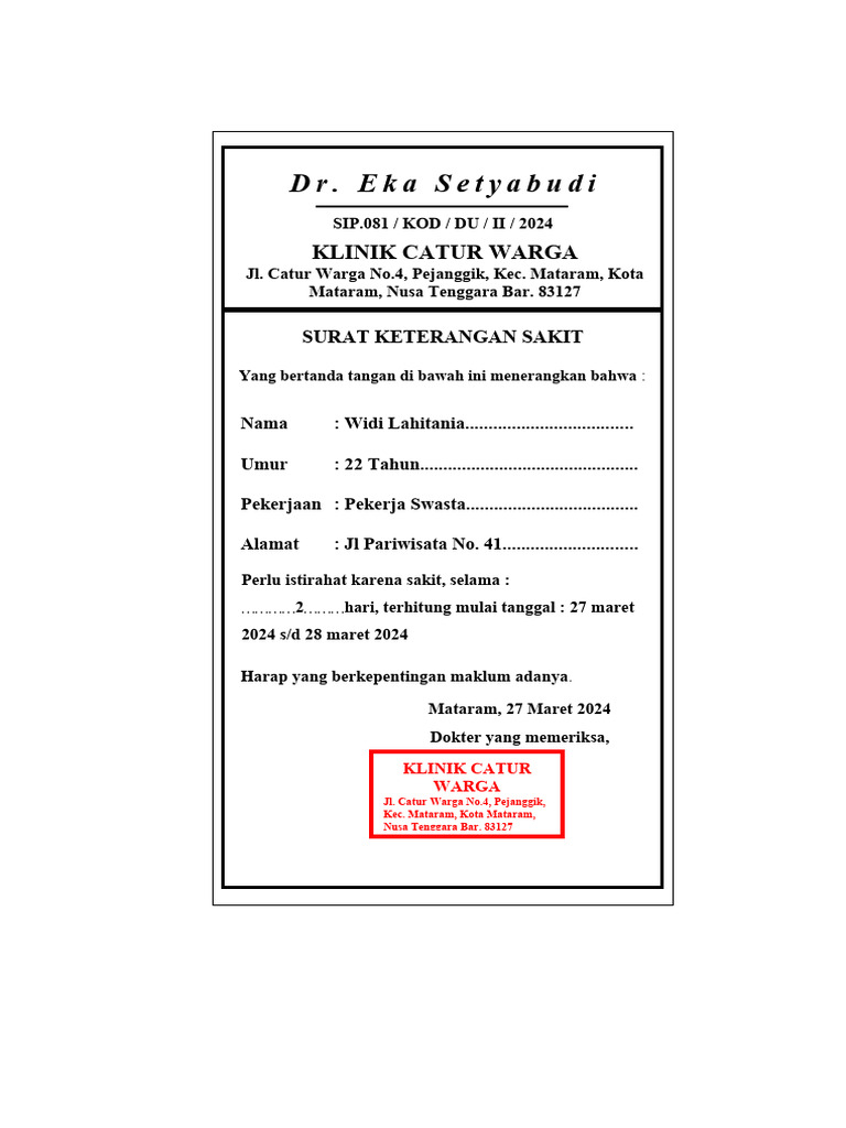 Surat Sakit | PDF